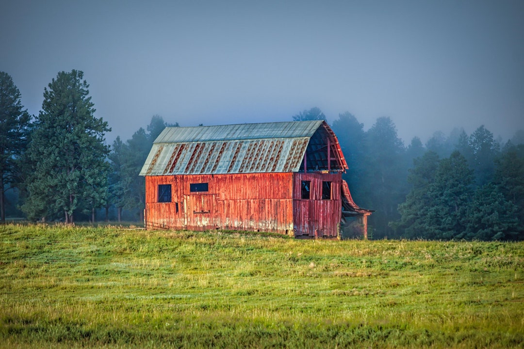 Old Red Barn, Old Barn Photo, Colorado Barn Photo, Foggy Barn Photo ...