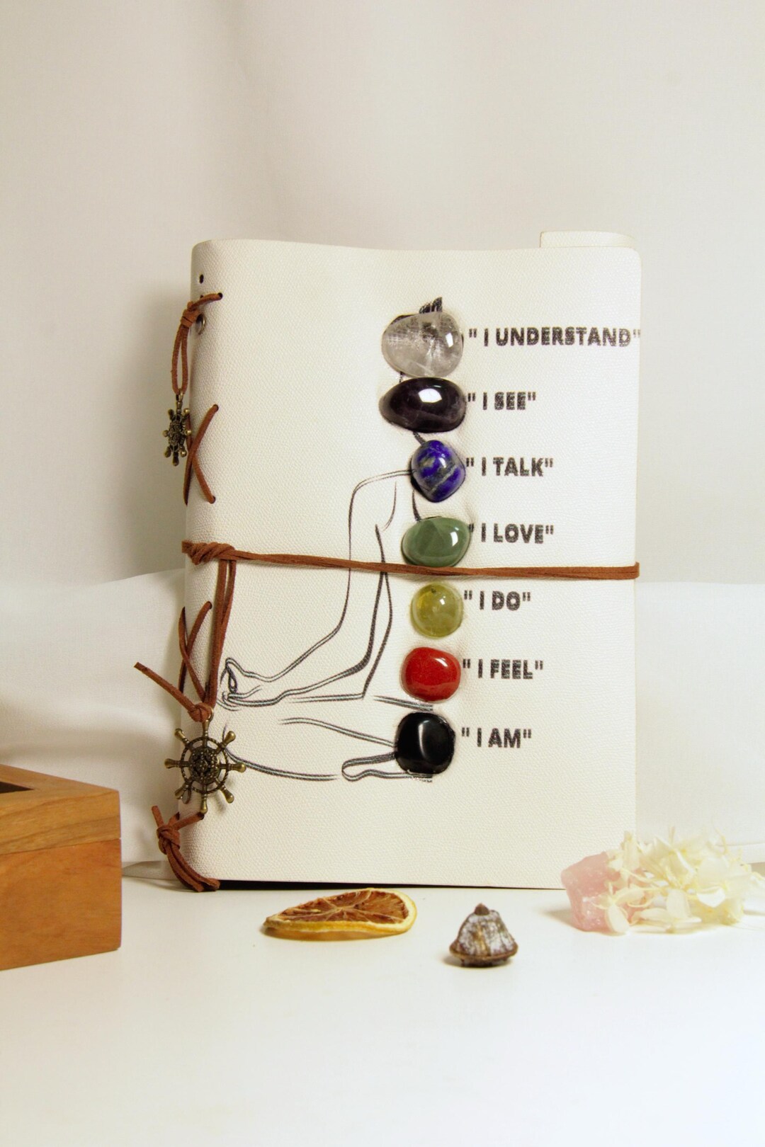 Chakra Healing Leather Journalmystical Healing Crystal Notebook for ...