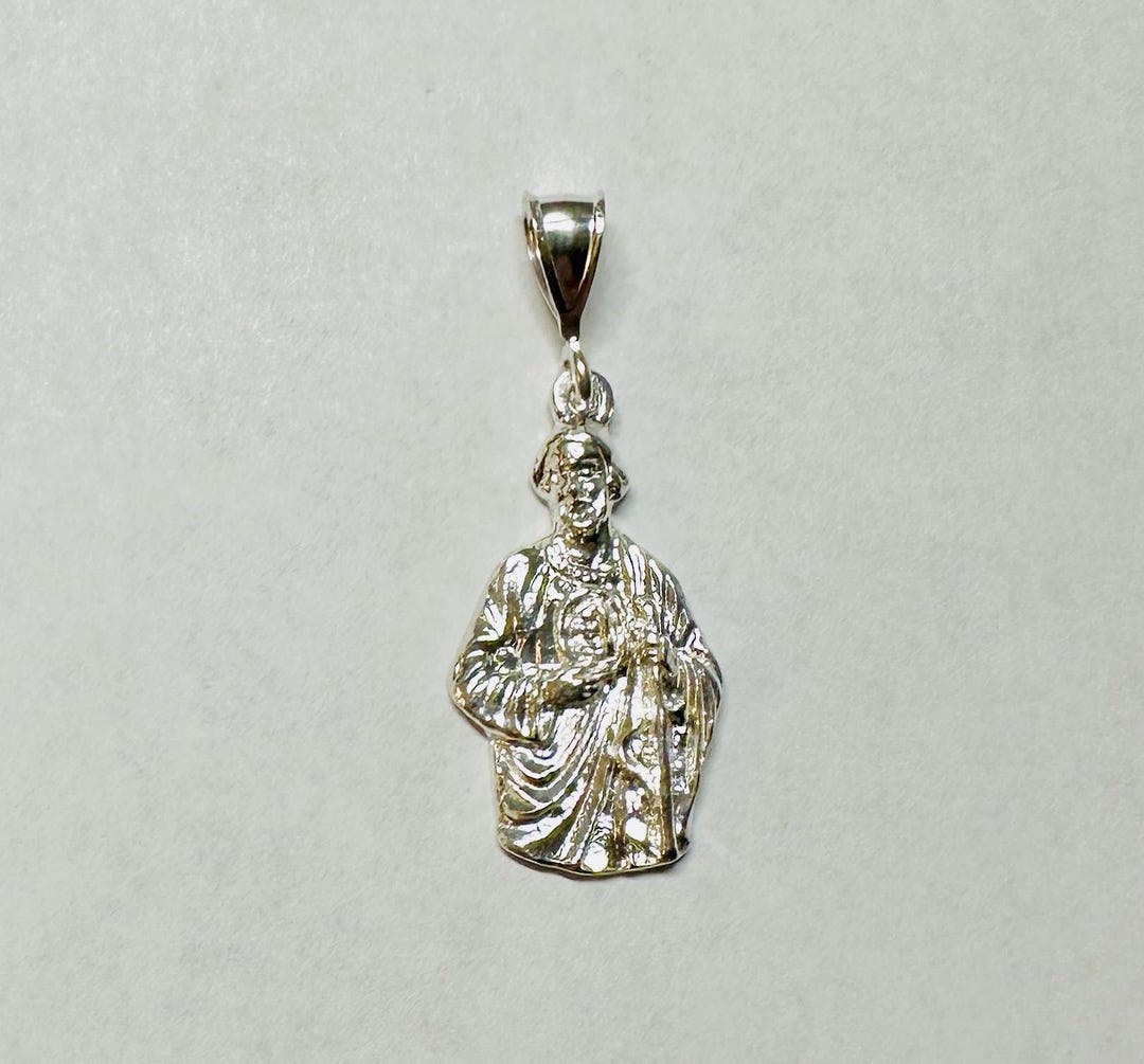 Sterling Silver Saint Jude "san Judas Tadeo" Pendant Charm - Etsy