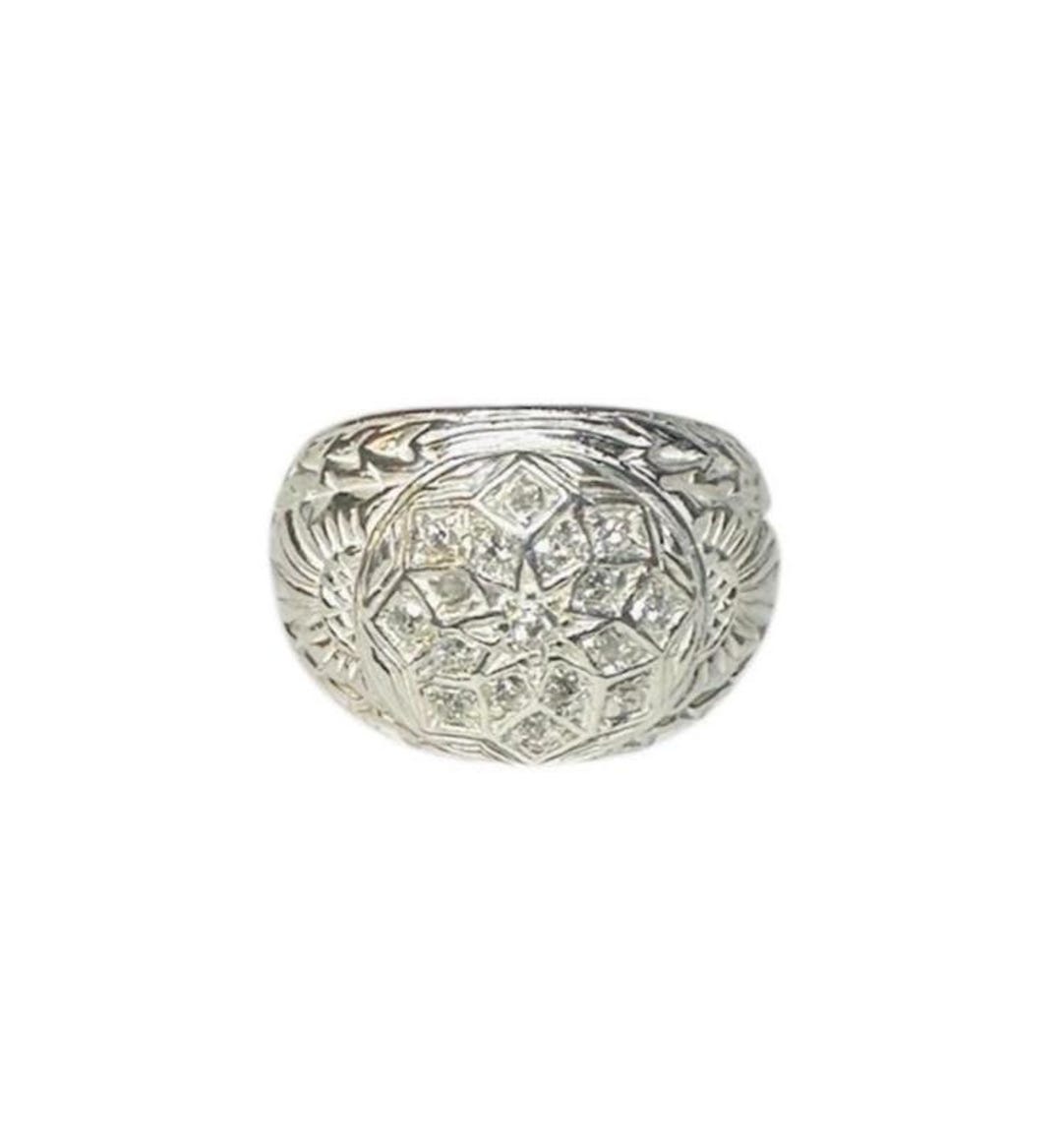 Vintage NOS 1970's Sterling Silver Genuine Diamonds Sunburst Cluster ...
