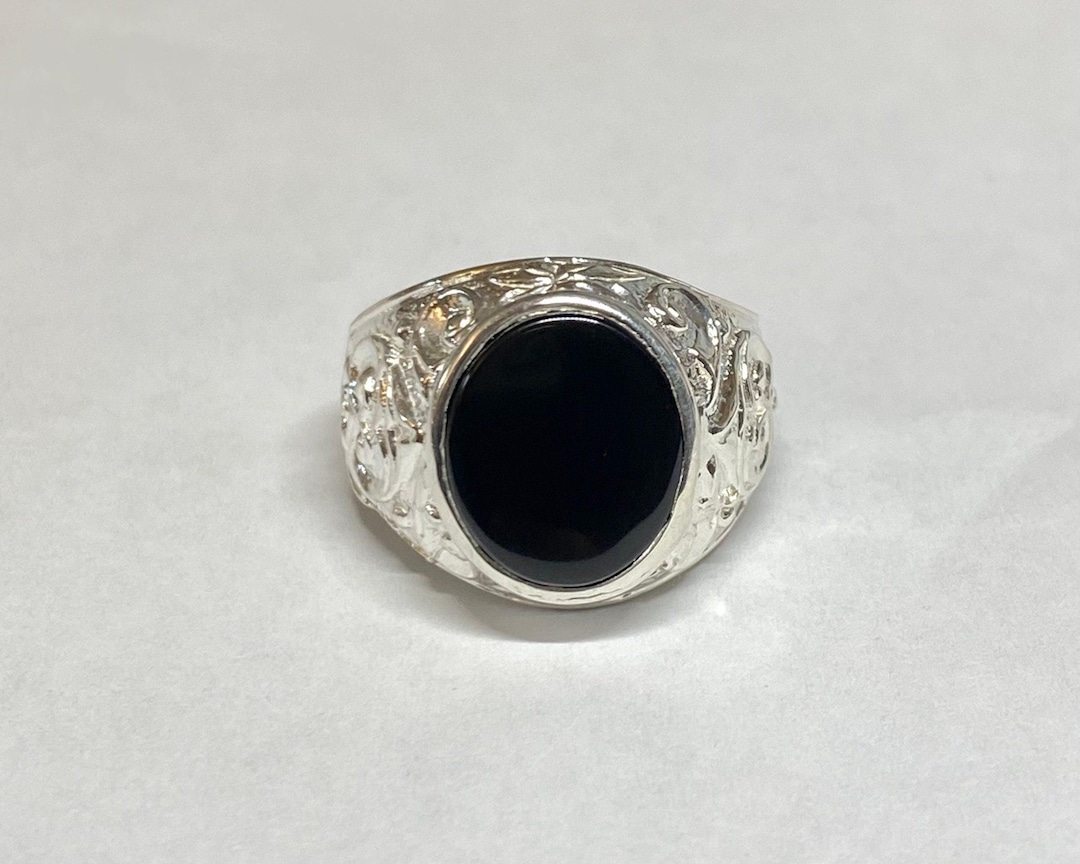 Vintage NOS 1960's Sterling Silver Genuine Black Onyx Man's Ring - Etsy