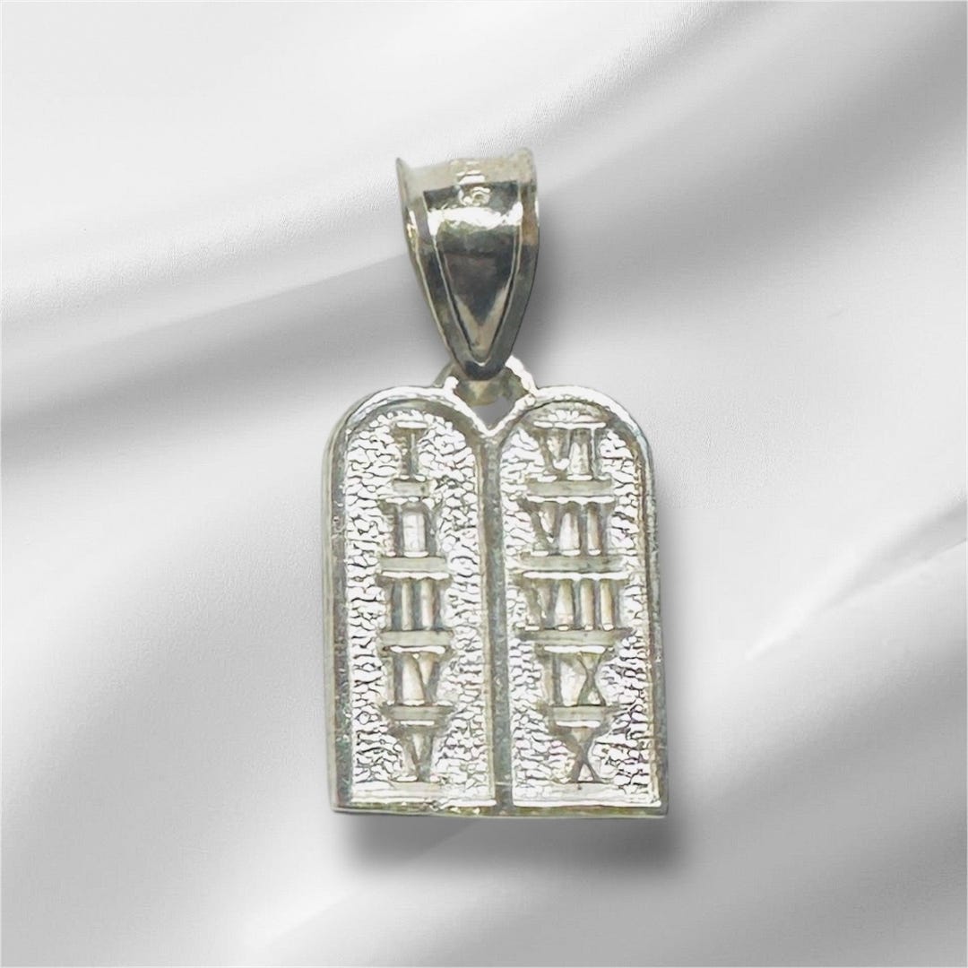 Sterling Silver Ten Commandments Tablet Pendant - Etsy