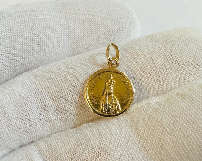 18 Karat Yellow Gold Our Lady of Fatima Double Sided 13mm (0.51") Medal ...