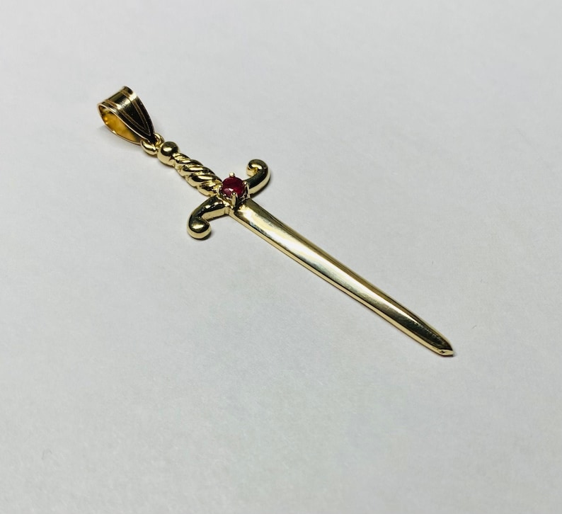 10 Karat Yellow Gold Sword of St. Barbara "espada De Santa Barbara ...