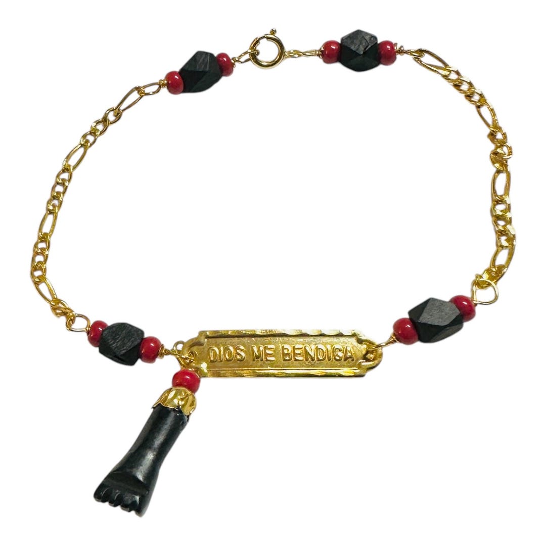 10 Karat Yellow Gold Genuine Azabache Jet With Azabache Mano Figa Hand ...