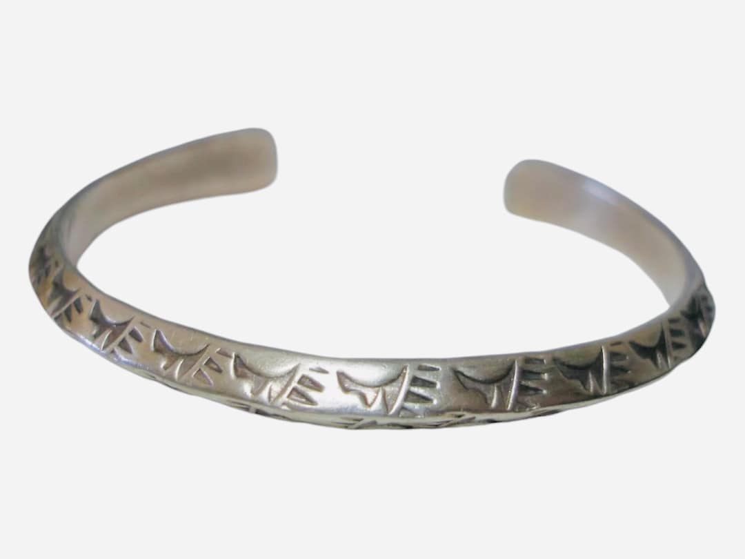 Vintage Sterling Silver Artisan Handmade Jasper Nelson Navajo Cuff ...