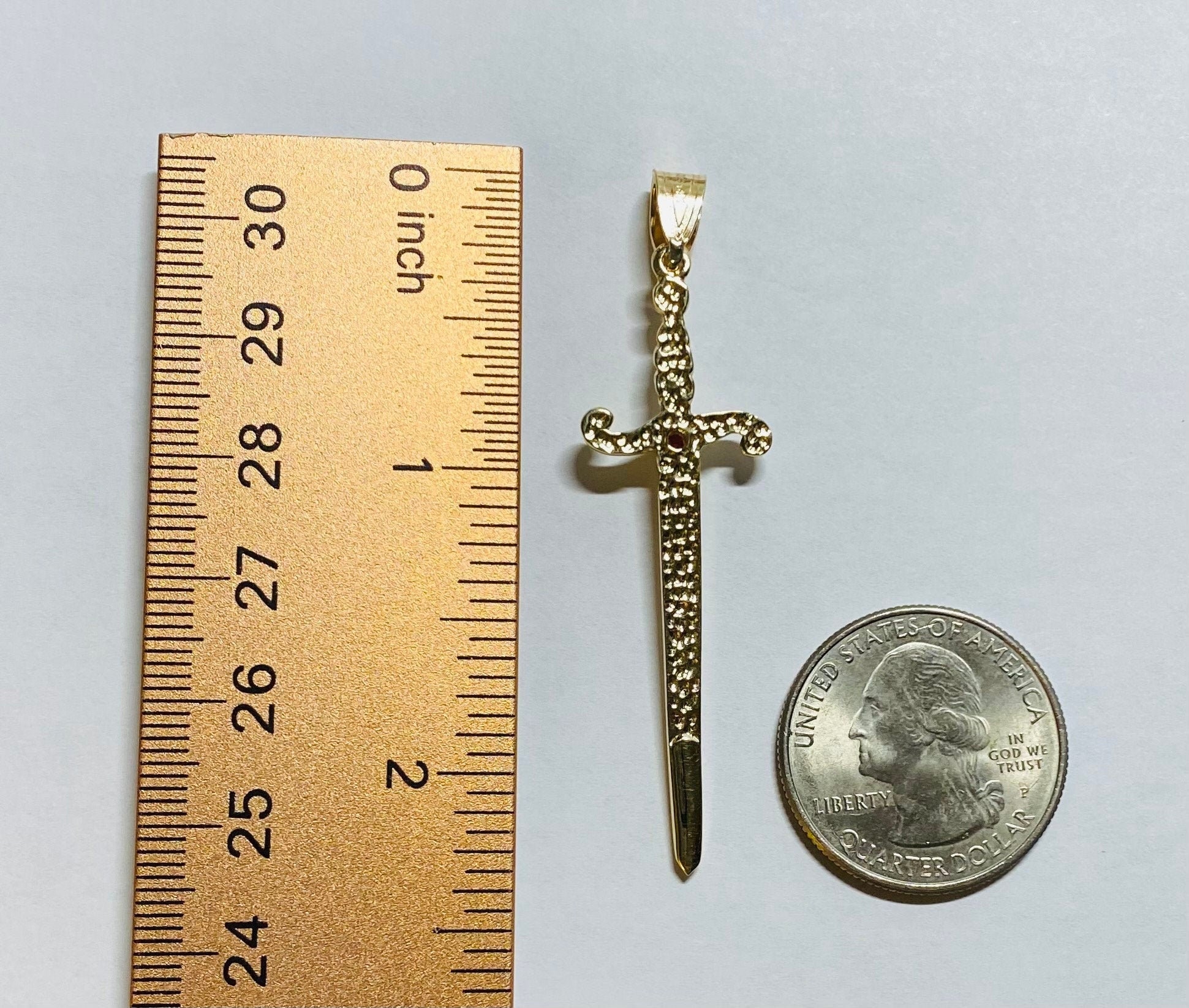 10 Karat Yellow Gold Sword of St. Barbara "espada De Santa Barbara ...