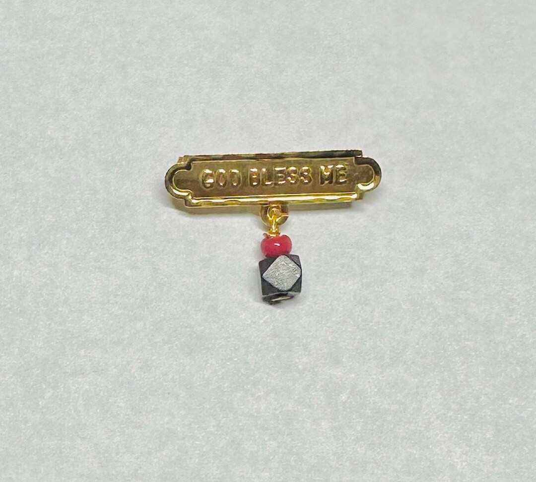 10 Karat Yellow Gold God Bless Me With Genuine Azabache Jet Baby Pin - Etsy