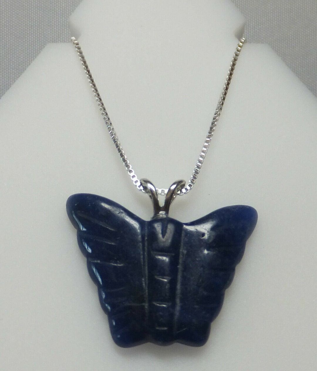 Vintage Sterling Silver Genuine Lapis Lazuli Butterfly Pendant With 18 ...