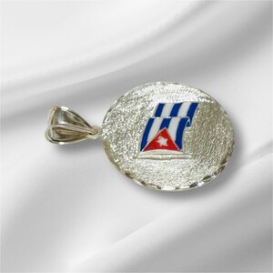 Sterling Silver Hand Enameled Cuban Flag Nickel Size Pendant (made in ...