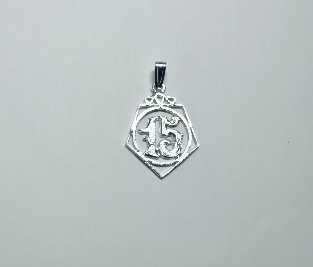 Sterling Silver Pentagon Shaped "15" Charm - Etsy