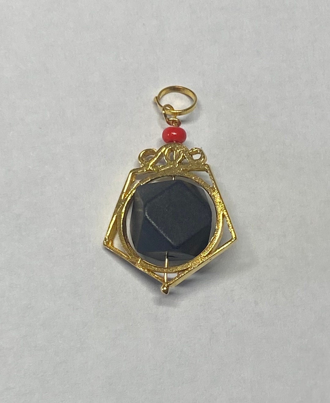 Vintage NOS 1960's 14K Genuine Azabache Jet 9mm Bead Pentagon Shape ...