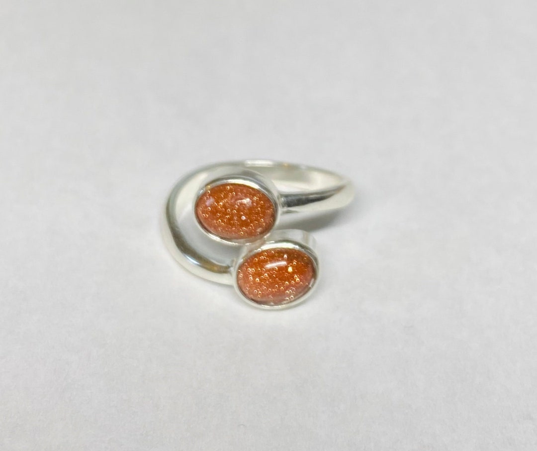 Sterling Silver Brown Goldstone Venturina 8mm X 6mm Cabochon Bypass ...