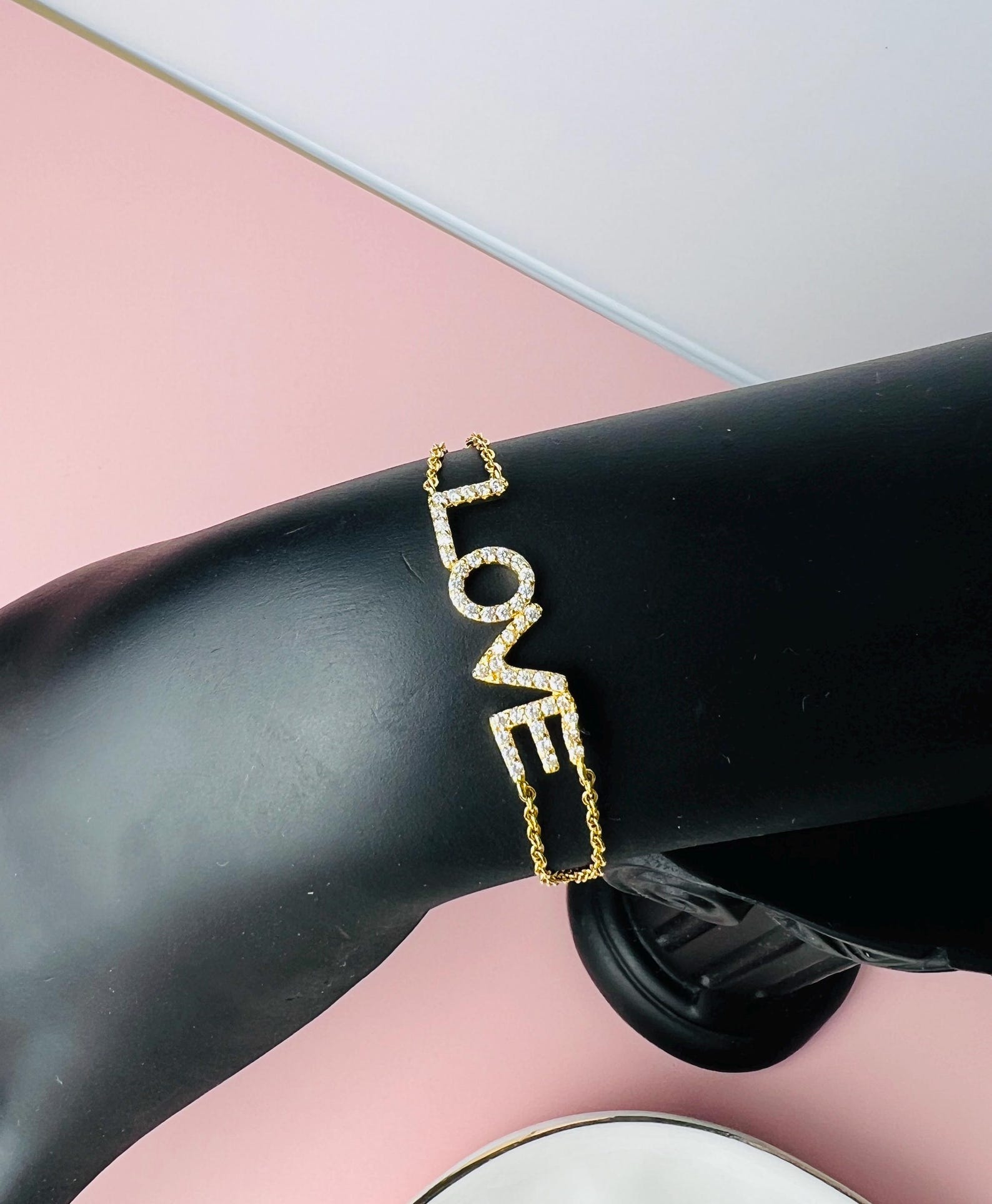 Gold Over Sterling Silver Love Bracelet: CZ Bolo Style - Etsy