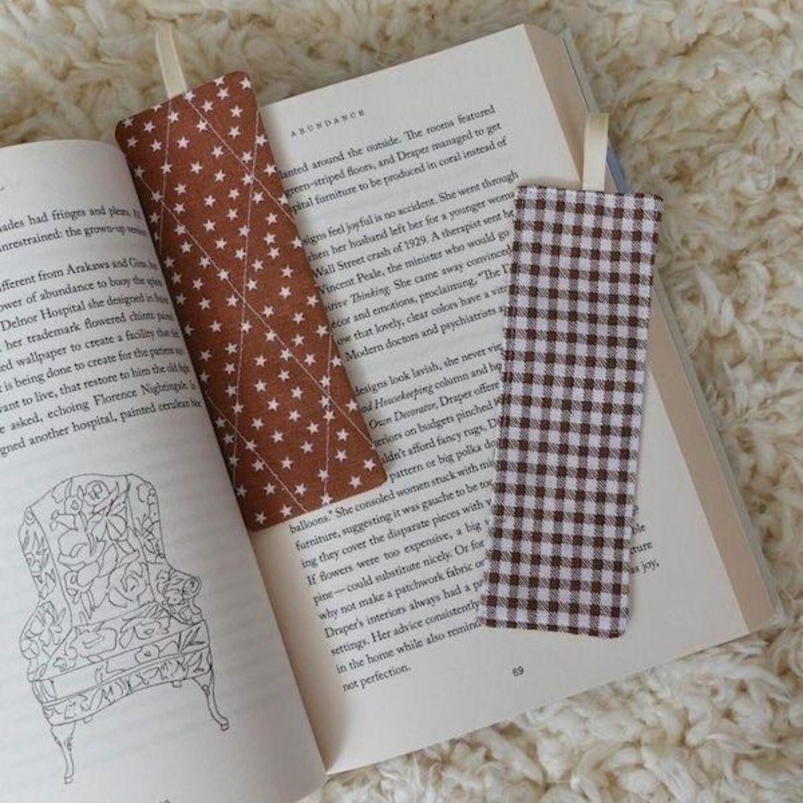 Handmade Fabric Bookmarks 2 Pack - Etsy