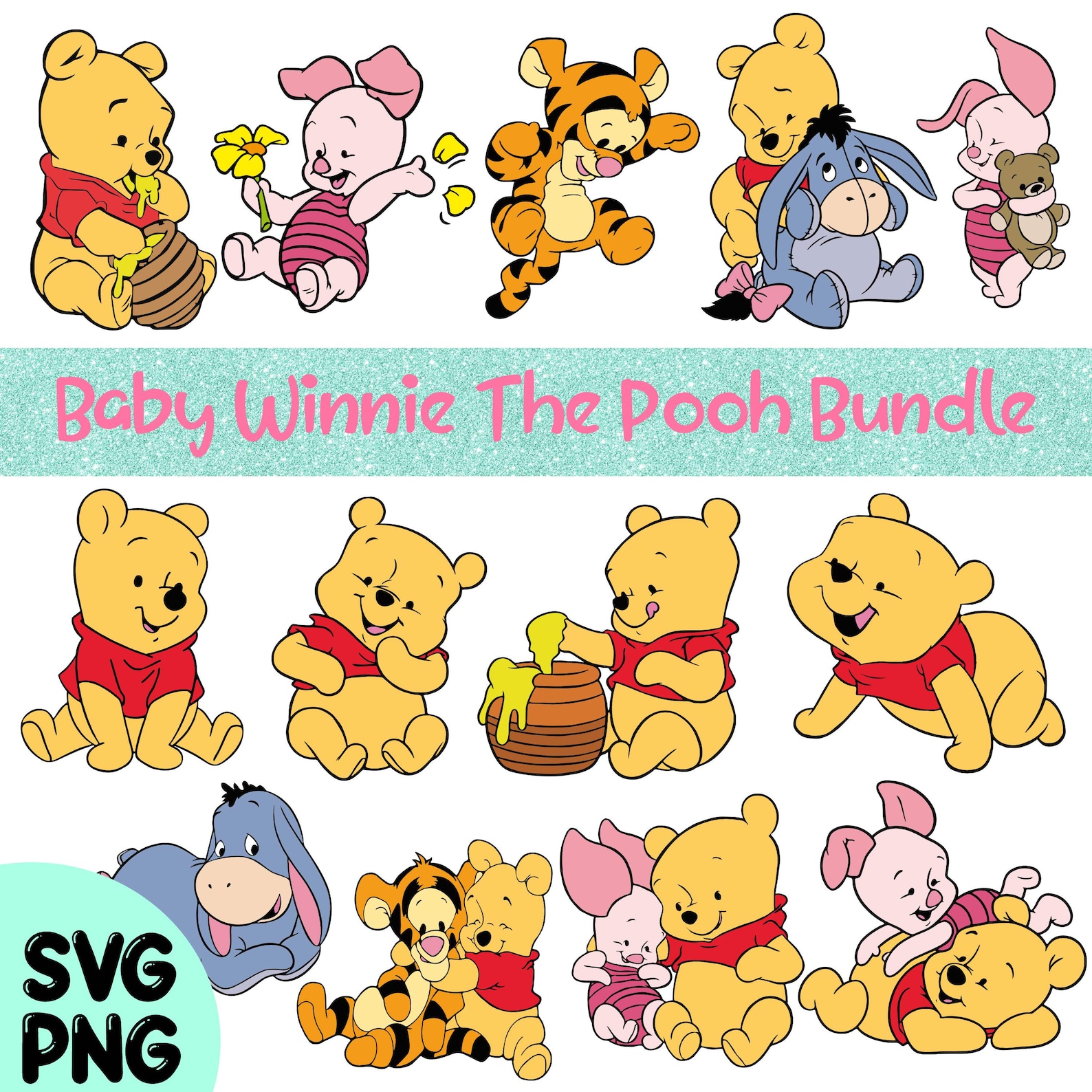 Baby Winnie the Pooh Png Bundle, Descarga Instantánea, Clipart, Uso ...