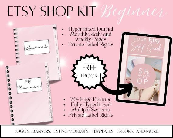 Etsy Shop Starter Kit, Pink Theme, Logos, Mockups, Banners, PLR ...