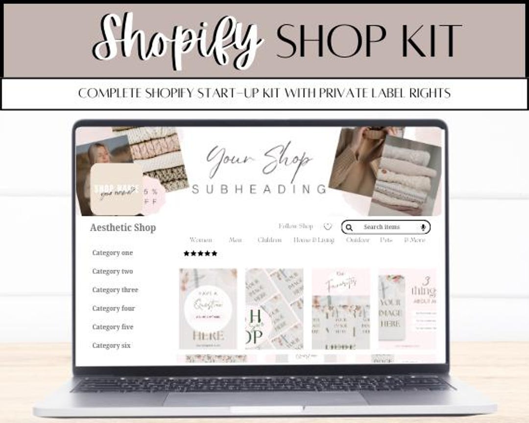 Shopify Store Kit, Minimalist Theme, Banners, Logos, Social Media ...