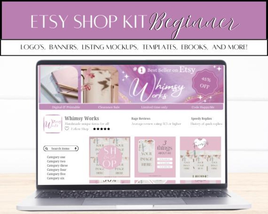 PLR Aesthetic Etsy Shop Starter Kit, Complete Shop Bundle Includes ...