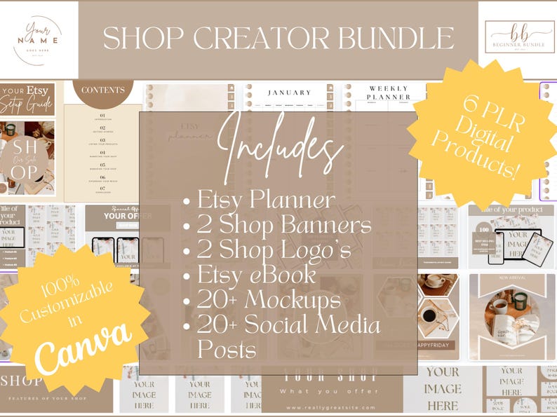 PLR ETSY Start-up Shop Bundle, Complete Shop Set-up, 6 Digital Products ...