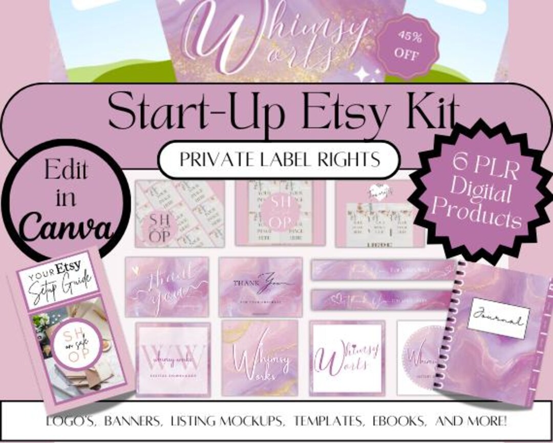 PLR Etsy Shop Starter Kit Aesthetic, Complete Shop Bundle Includes ...