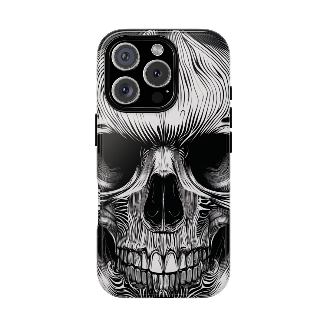 Skull Line Art Tough Case for iPhone and Samsung Smartphones, Goth ...