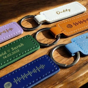 Spotify Leather Keyring, Personalised Leather Keychain, Key Fob, Gift ...