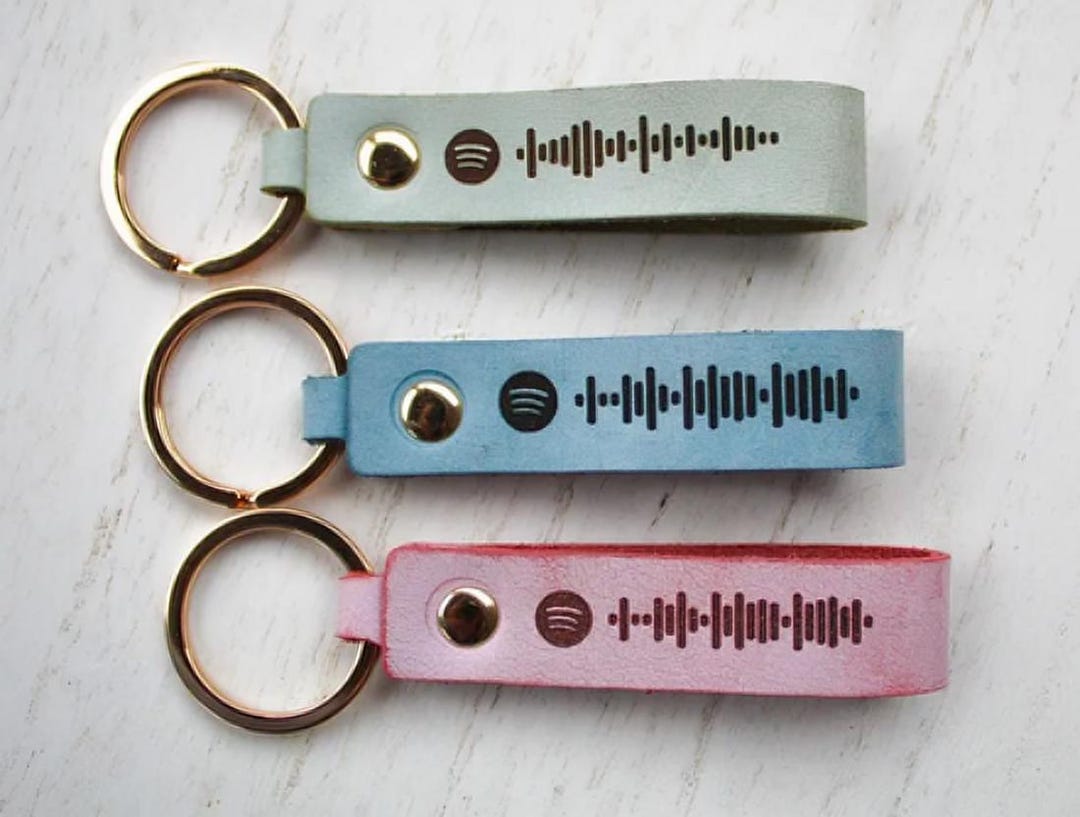 Spotify Code Leather Keychain, Music Code Keyring, Leather Keychain for ...