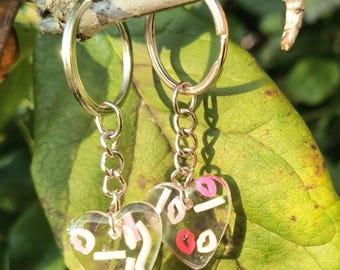 Clear Multicolor Pressed Flower Heart Resin Keychain - Etsy