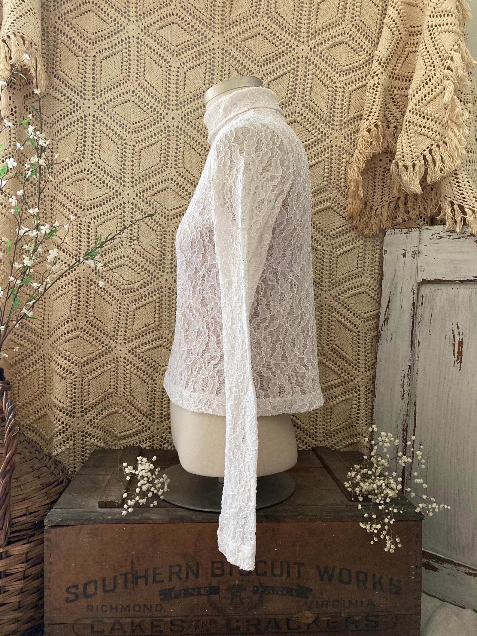 Vintage Judith Hart Collection Y2K Era Lace Turtleneck Long Sleeve Top ...