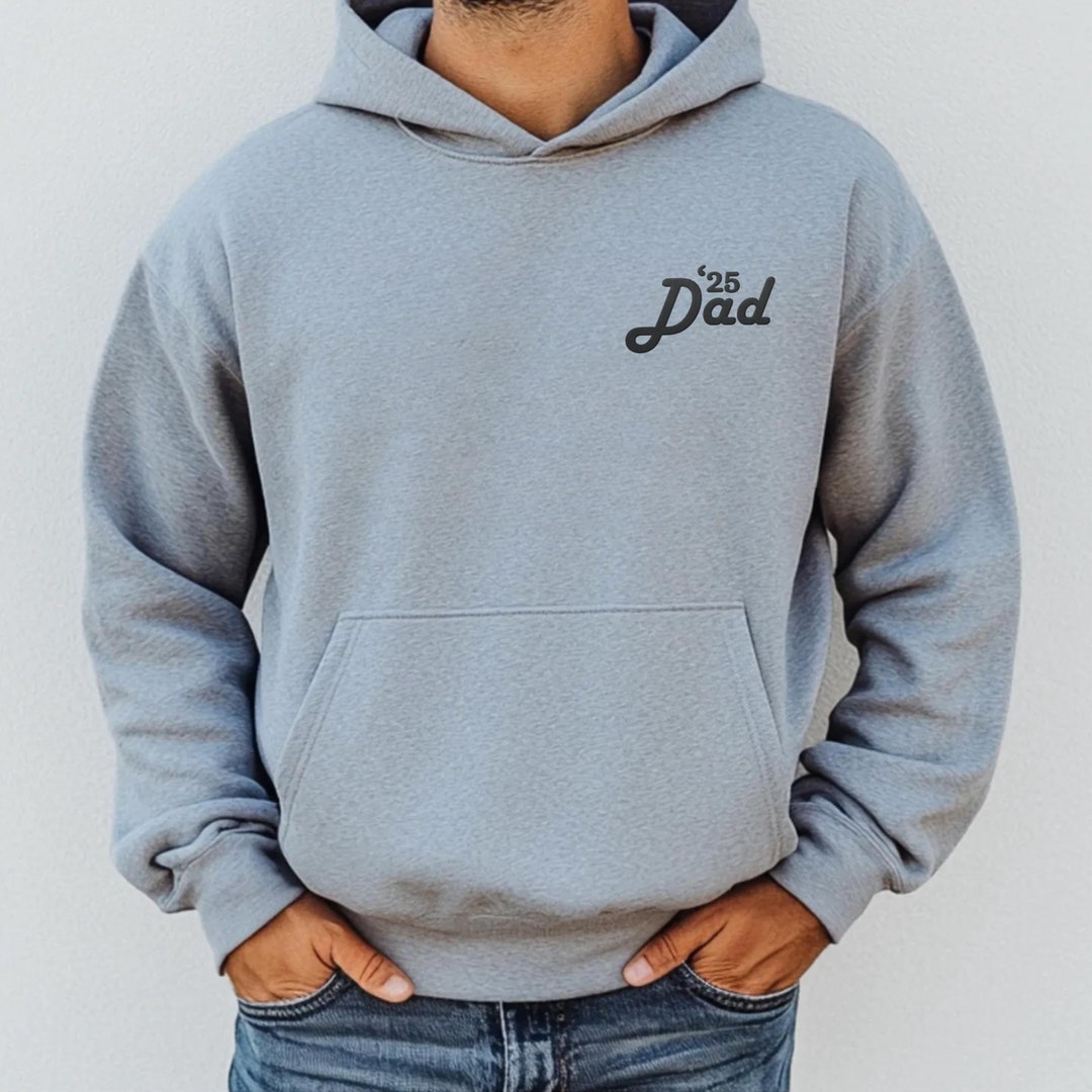 Embroidered Dad Hooded Sweatshirt With Custom Year, Dad EST Hoodie, Dad ...