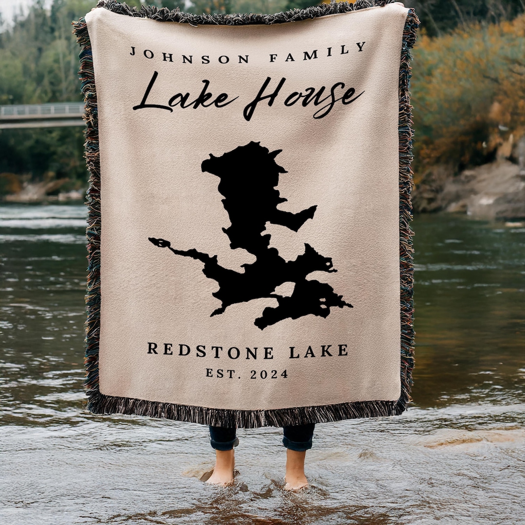 Custom Lake Map Woven Blanket, Personalized Map of Lake, Cottage ...