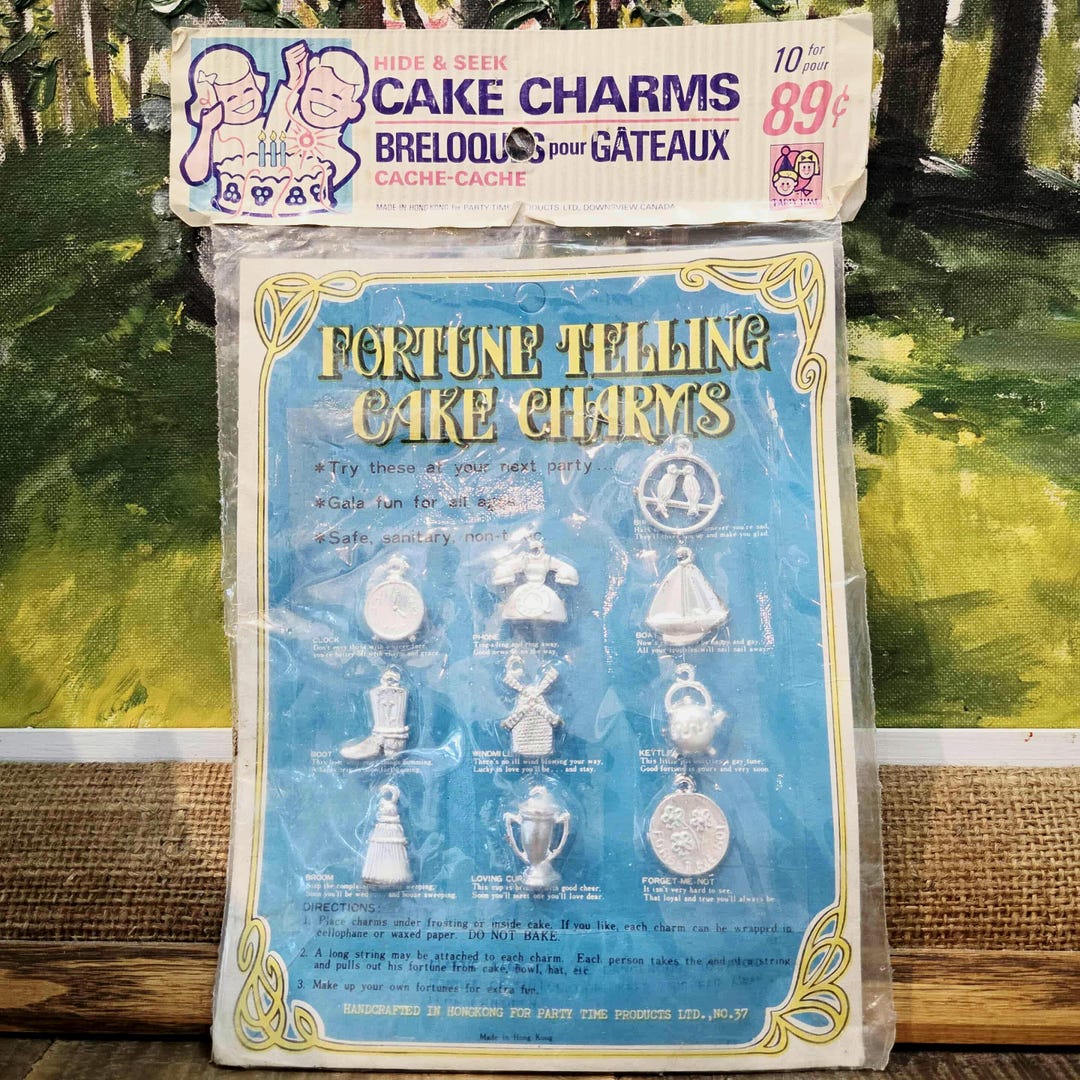 Vintage NOS Fortune Telling Cake Charms – Sealed, Retro Party, Wedding ...