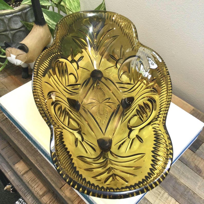 Vintage 1930s Rüdesheim Style Amber Glass Bowl | Walther & Söhne ...