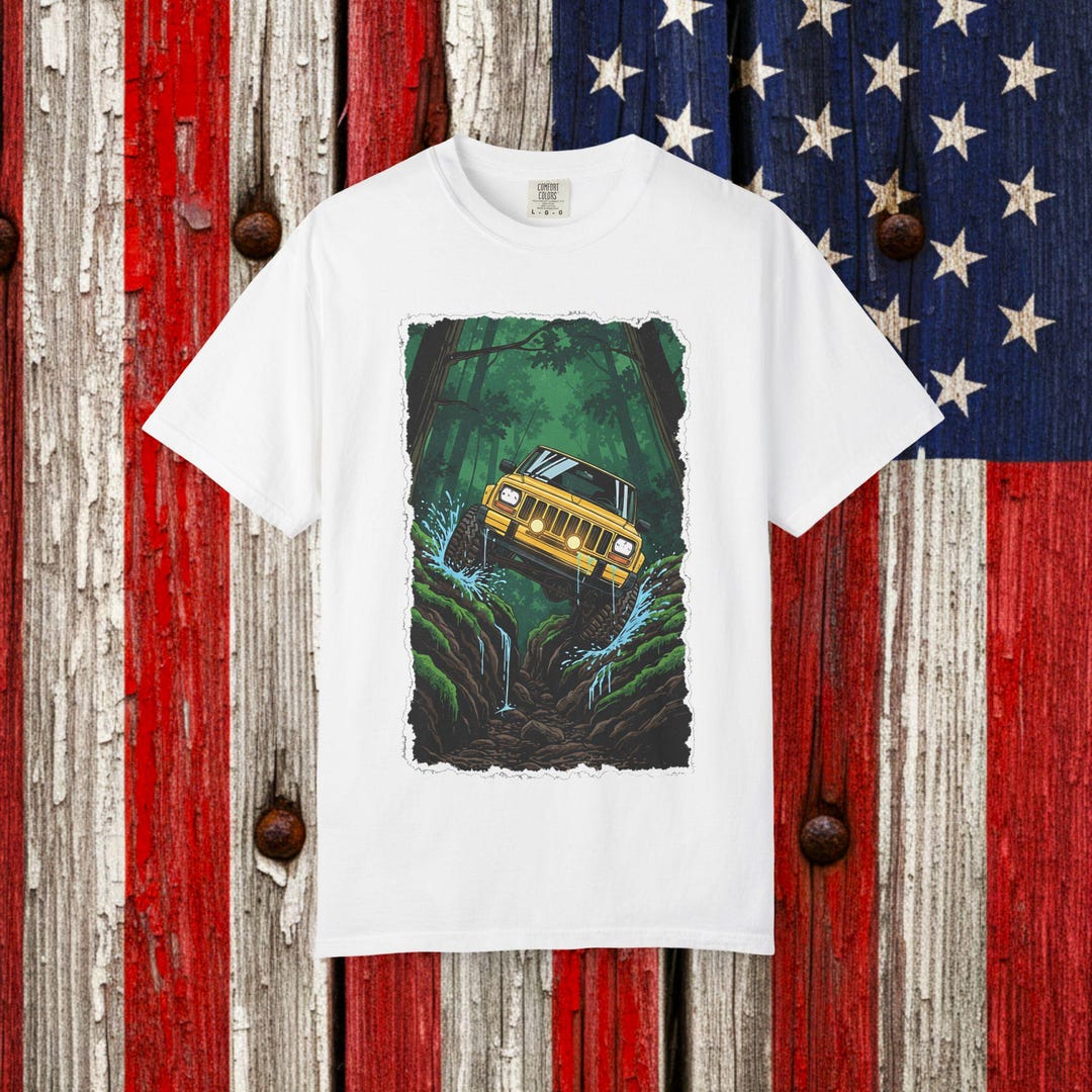 Yellow Cherokee XJ Driving Through Forest Mud - Etsy