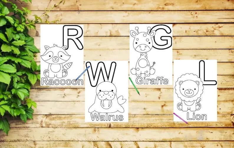 INSTANT DOWNLOAD A - Z Animal Alphabet Colouring Book Pages Education ...