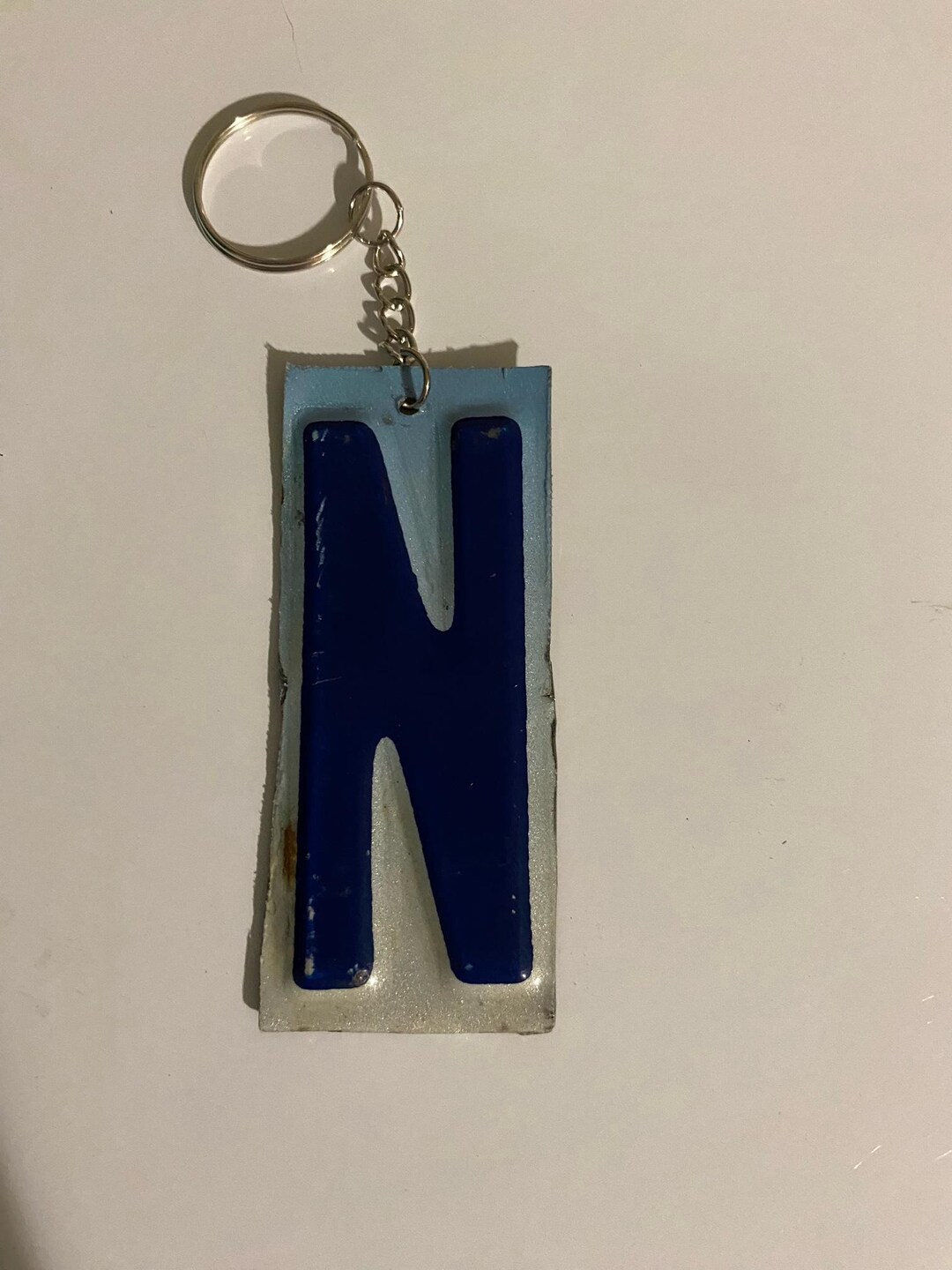 Embossed License Plate Letter "n" Keychain - Etsy