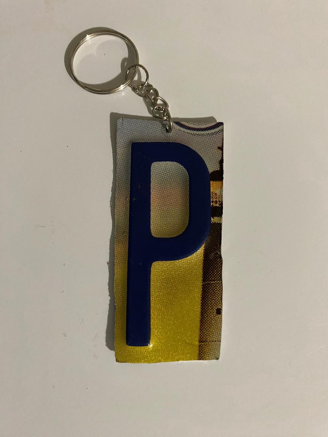 Embossed License Plate Letter p Keychain - Etsy