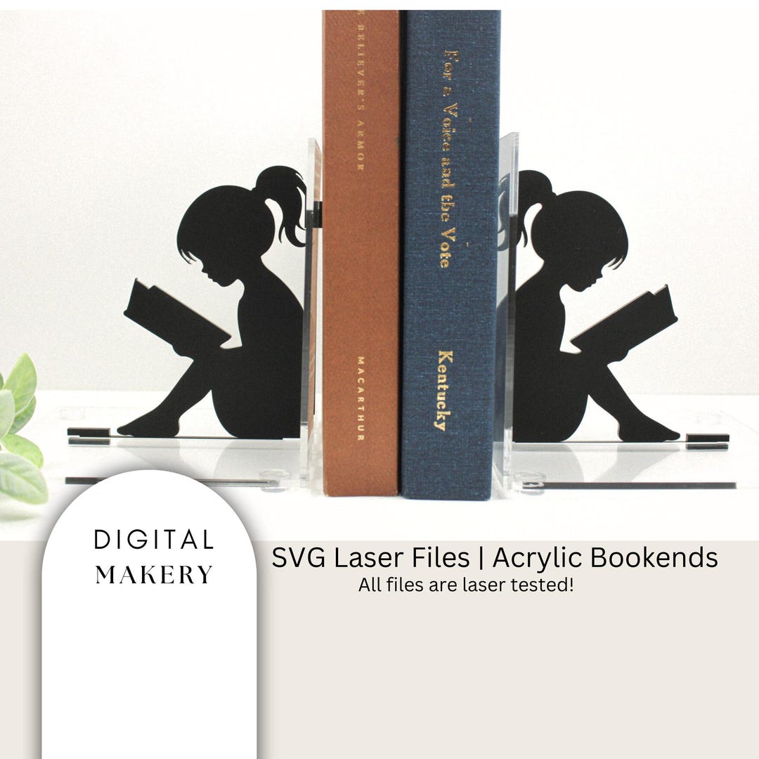 Girl Silhouette Bookend Svg File, Laser Ready Cut File, Glowforge File ...