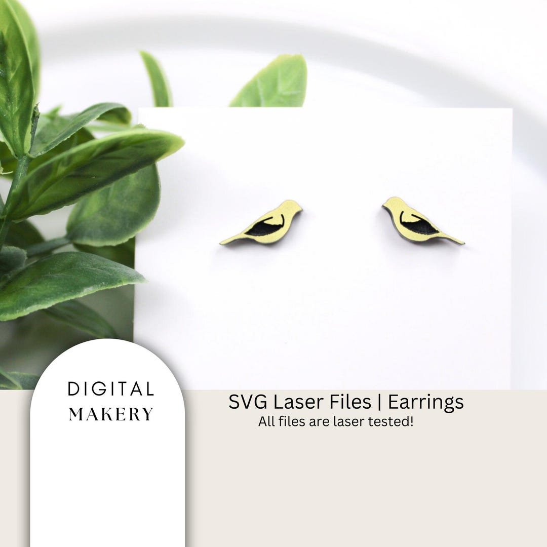 Gold Finch SVG File for Laser Cutting, Finch Bird Earring File for ...