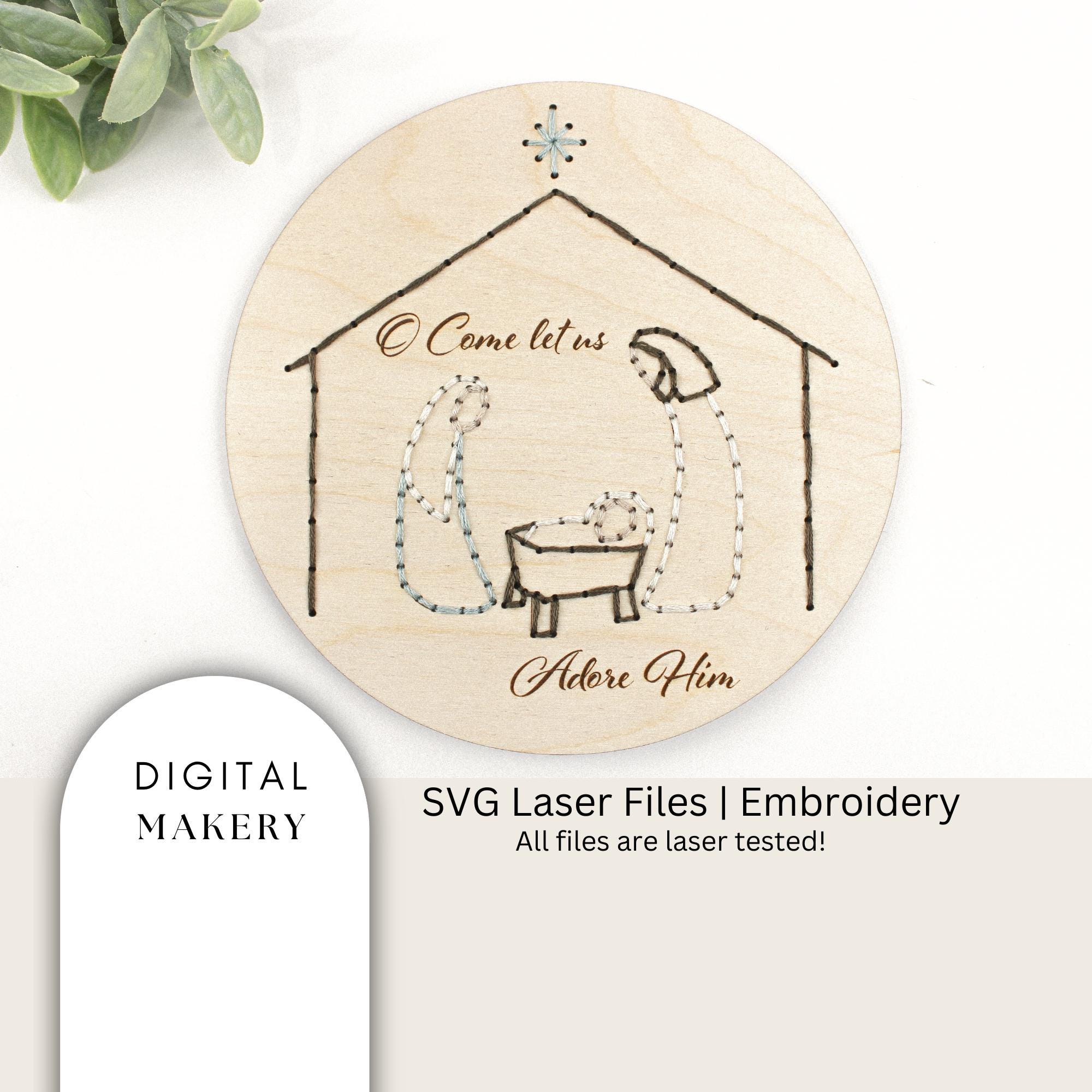 Manger SVG File for Laser Cutting, Wood Embroidery Pattern for Laser ...