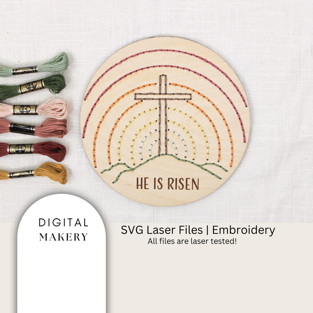 He is Risen SVG File for Laser Cutting, Wood Embroidery Pattern for ...