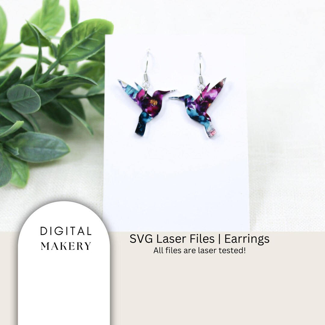 Hummingbird SVG File for Laser Cutting, Hummingbird Earring File for ...