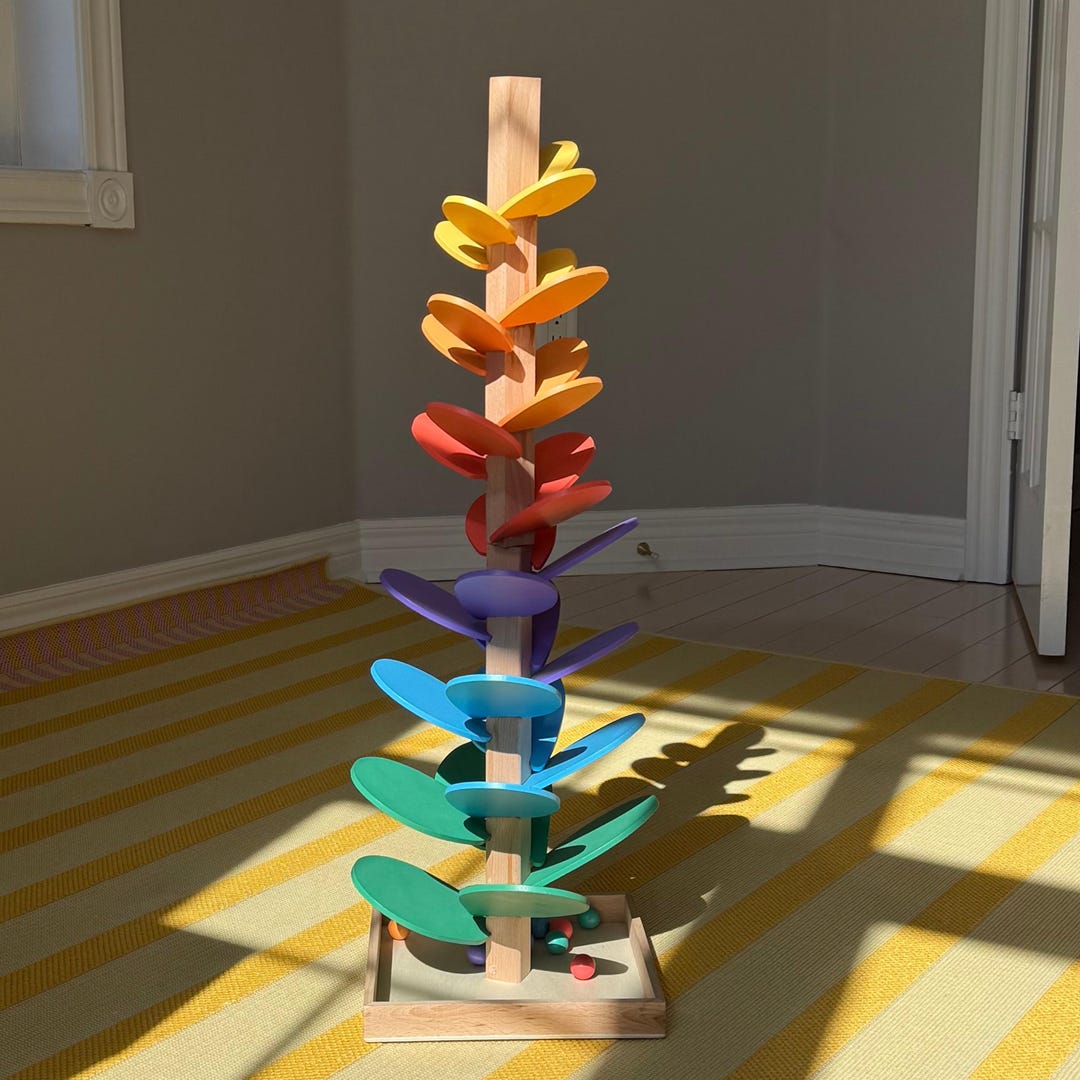 Montessori Marble Run Tree: Rainbow Wooden Toddler Toy - Etsy