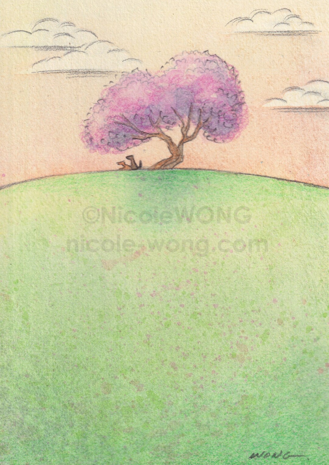 Original ACEO Drawing and Painting -- Pink - Etsy