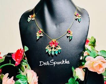 INDIAN CONTEMPORARY LOTUS Design Invisible Chain Trendy Pongal Festive ...