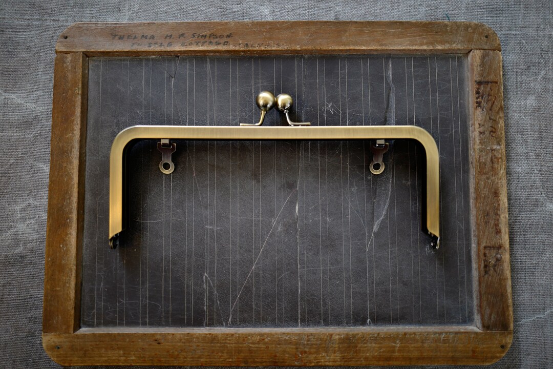 8" Inch Brushed Brass Clutch Purse Frame, Glue In, Kisslock Closure ...