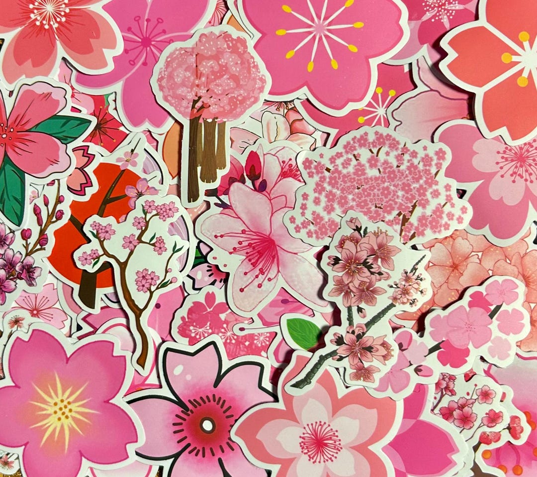 Cherry Blossom Sakura Sticker Pack: Floral Aesthetic Japanese Flower ...