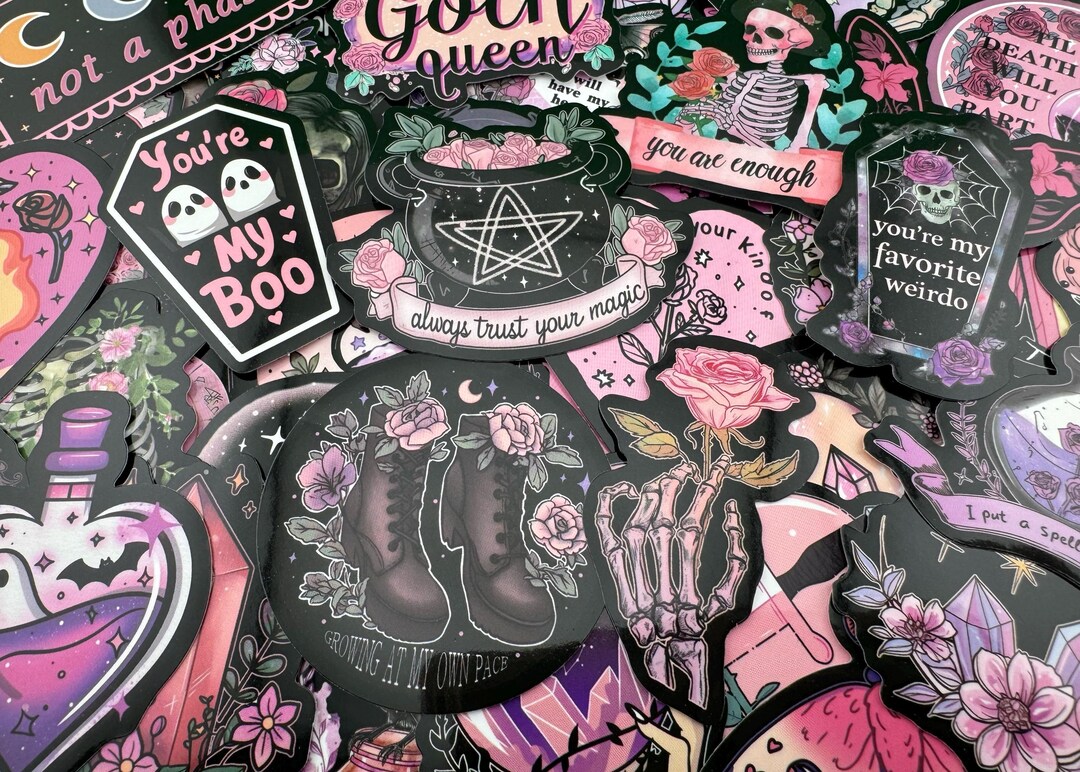 Gothic Spooky Vinyl Decals: Dark Aesthetic Waterproof Stickers for ...