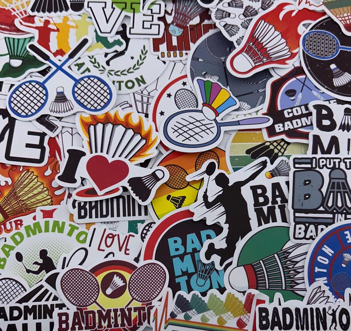 Waterproof Badminton Vinyl Sticker Pack for Rackets, Bottles, Laptops ...